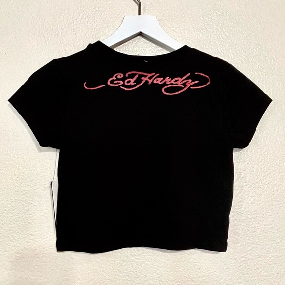 Ed Hardy | Tops | Ed Hardy Y2k Black Skull Snake Flames Graphic Cropped ...